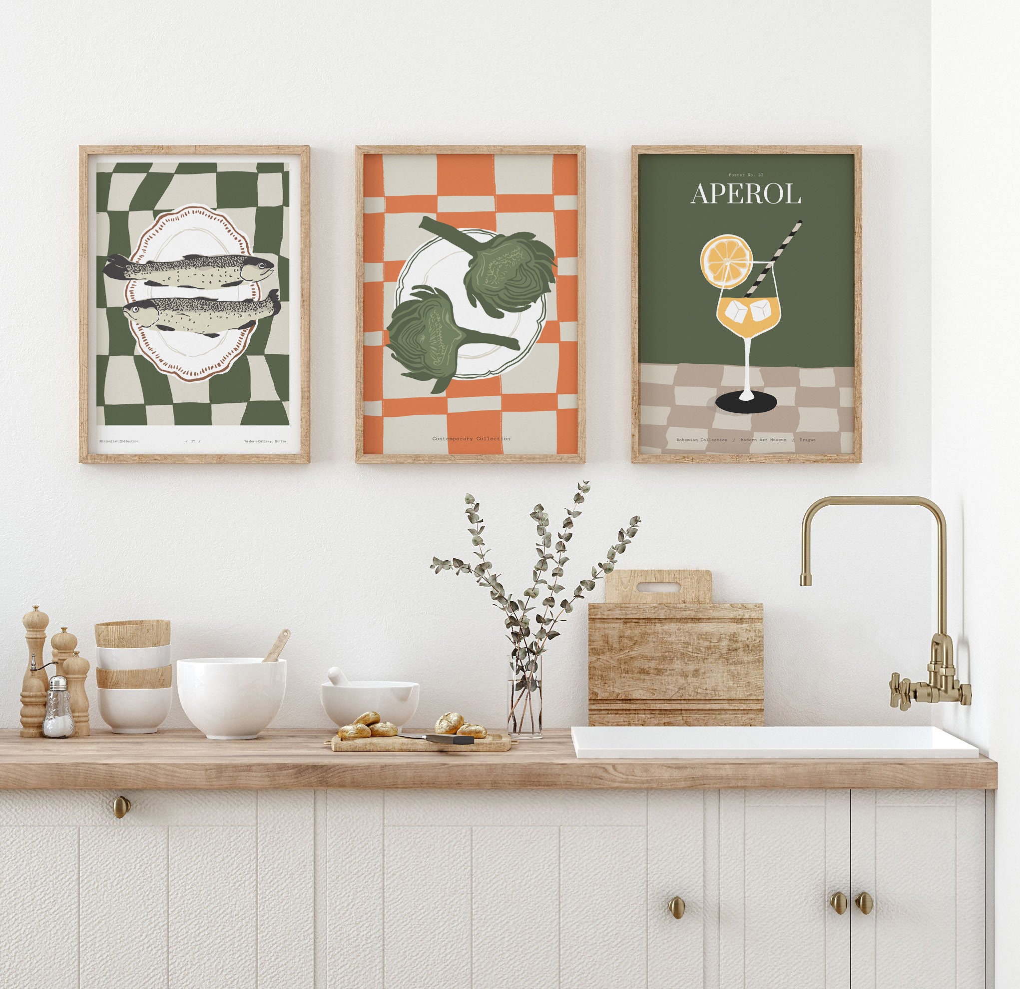 Kitchen Print Set of 8, Aesthetic Kitchen Decor, Kitchen Wall Art ...