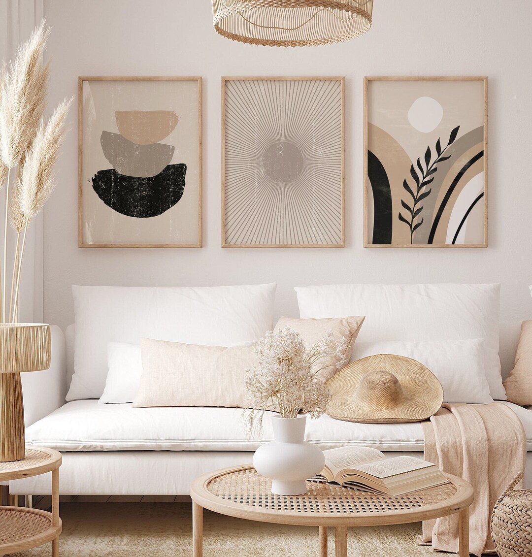 Boho Gallery Set of 3 Prints, Boho Rainbow, Boho Sun Poster, Minimalist ...