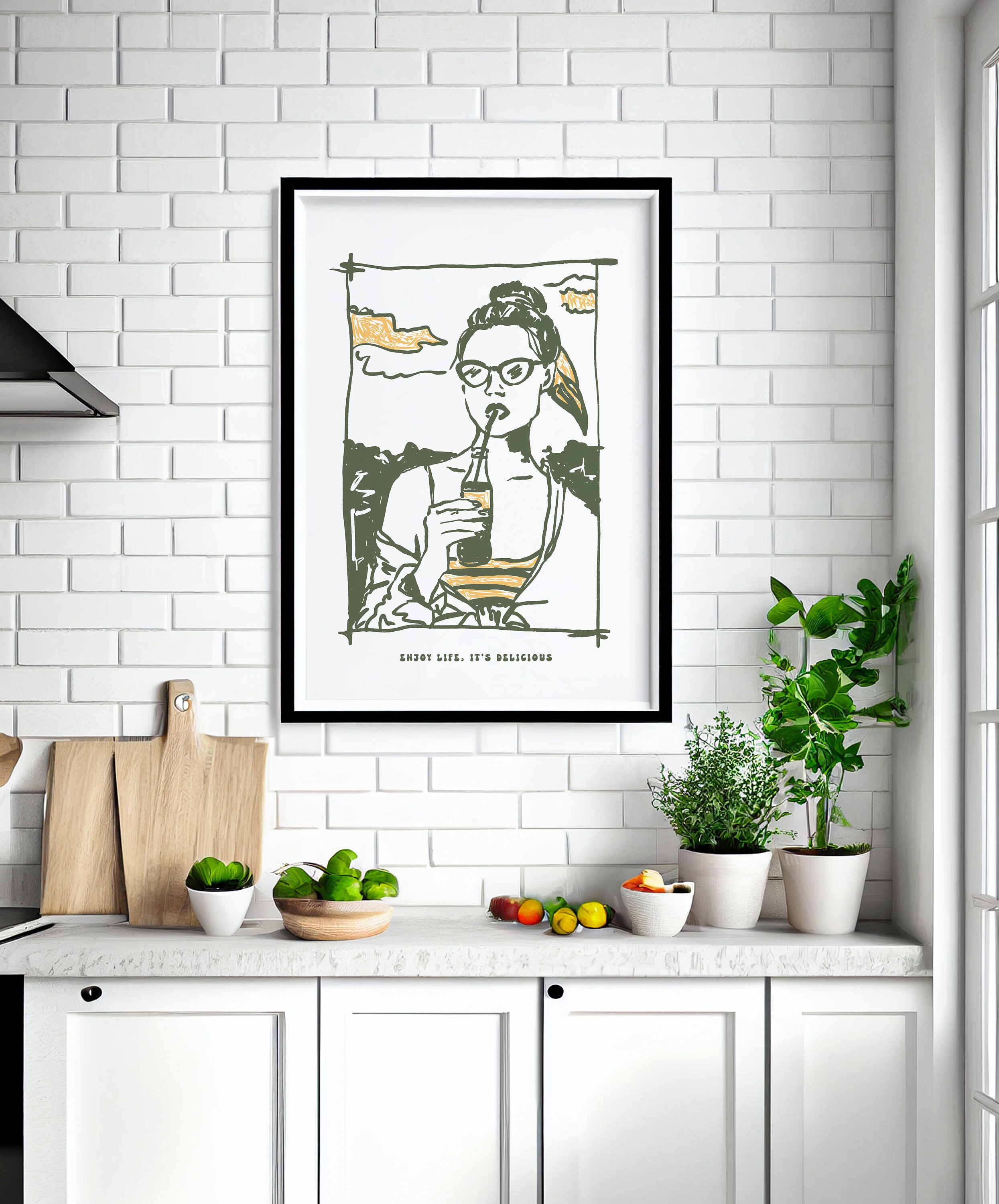 Kitchen Print Set of 8, Aesthetic Kitchen Decor, Kitchen Wall Art ...