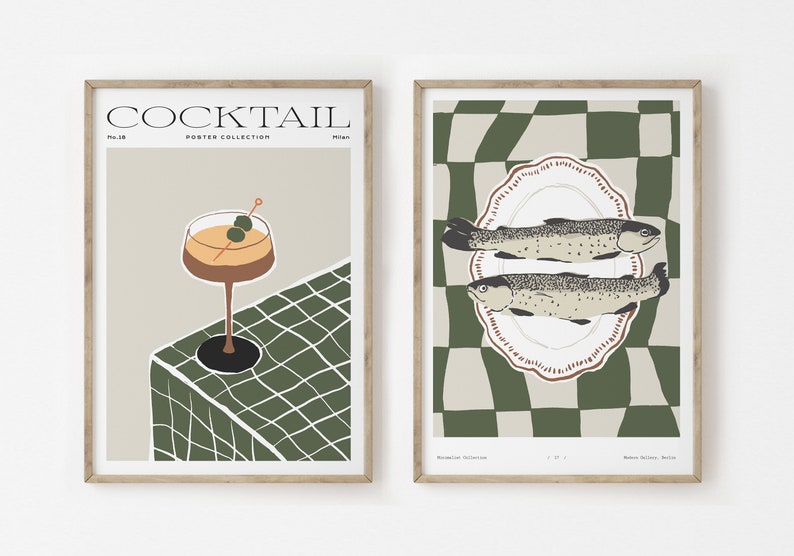 Kitchen Print Set of 8, Aesthetic Kitchen Decor, Kitchen Wall Art ...