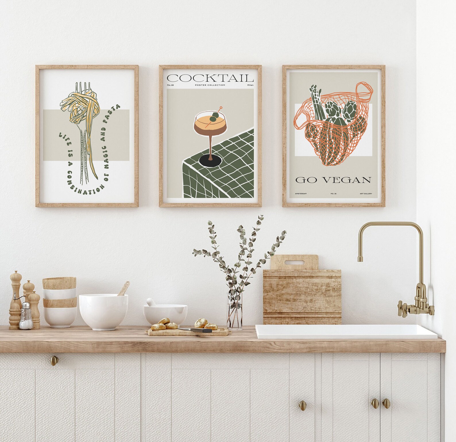 Kitchen Print Set of 8, Aesthetic Kitchen Decor, Kitchen Wall Art ...