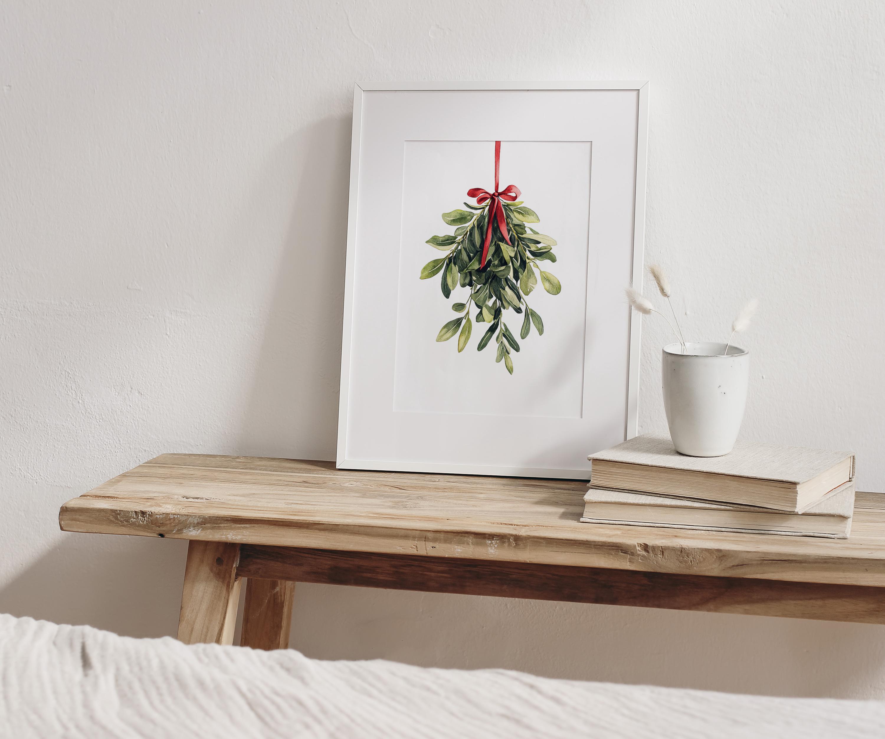 Christmas Mistletoe Print, Printable Christmas Decor, Farmhouse Wall ...