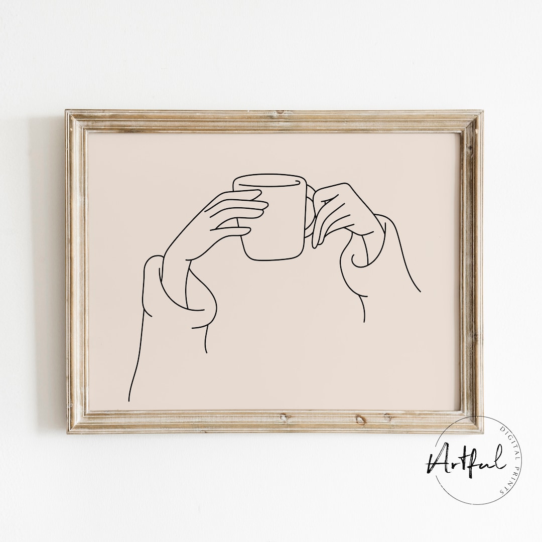 Coffee Wall Art, Line Art Coffee Print, Printable Bar Cart, Aesthetic ...