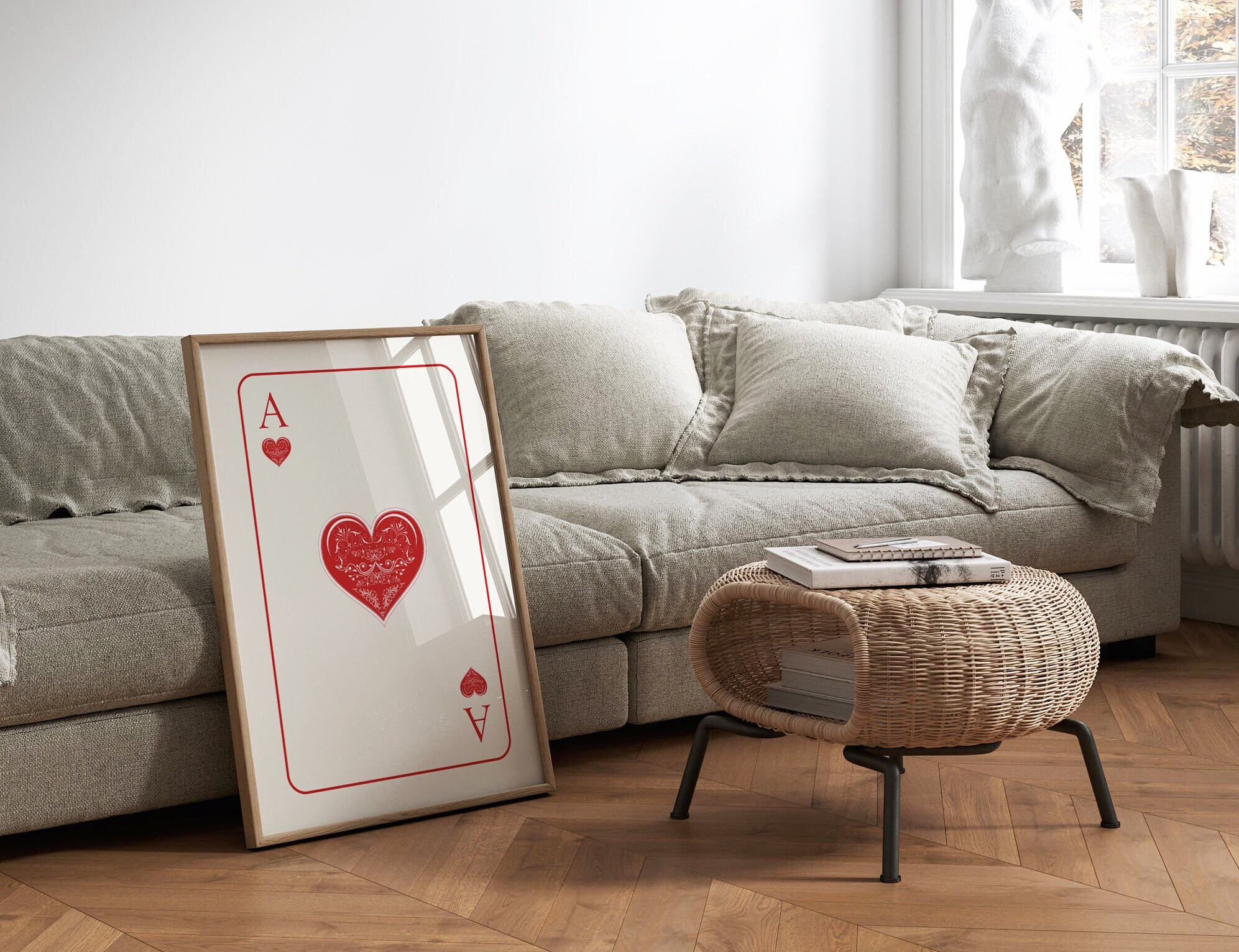 Red Ace of Hearts Poster, Poker Print, Trendy Retro Wall Art ...