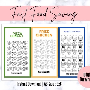 Fast Food Saving Challenge Tracker, Budget Saving Challenge A6 Binder ...