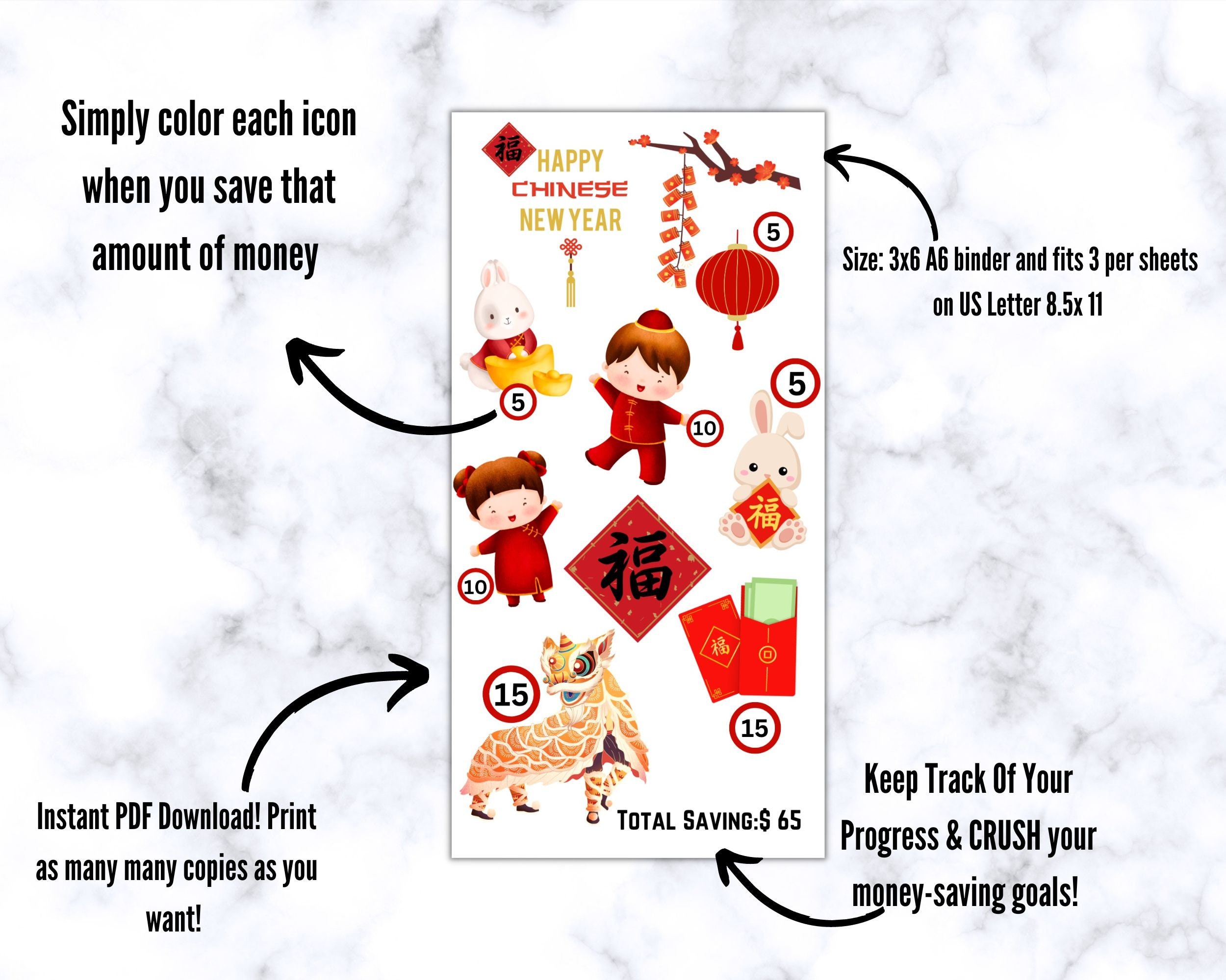Happy Chinese New Years Saving Tracker - Etsy