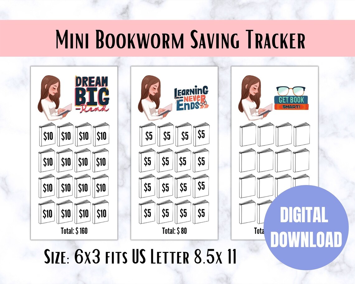 Mini Bookworm Saving Tracker - Etsy