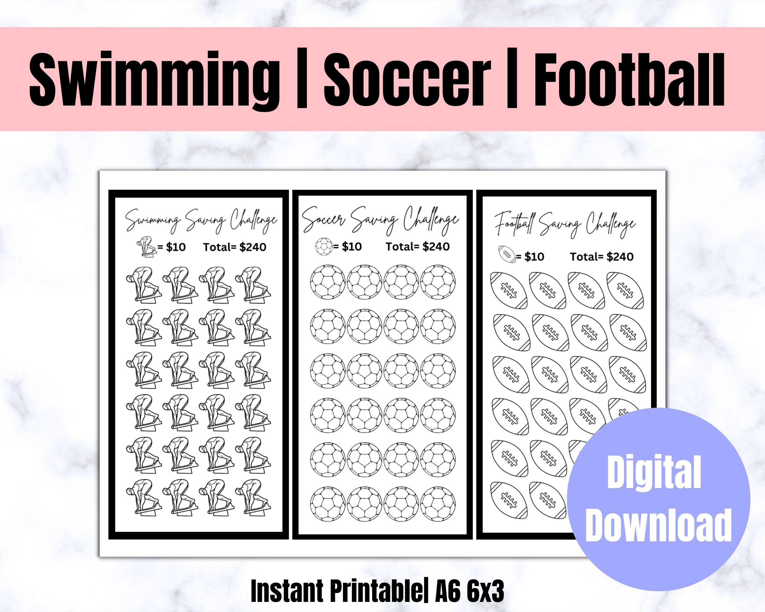 Sports Saving Tracker/ A6 Budget Binder/ Cash Stuffing/ Saving Tracker ...