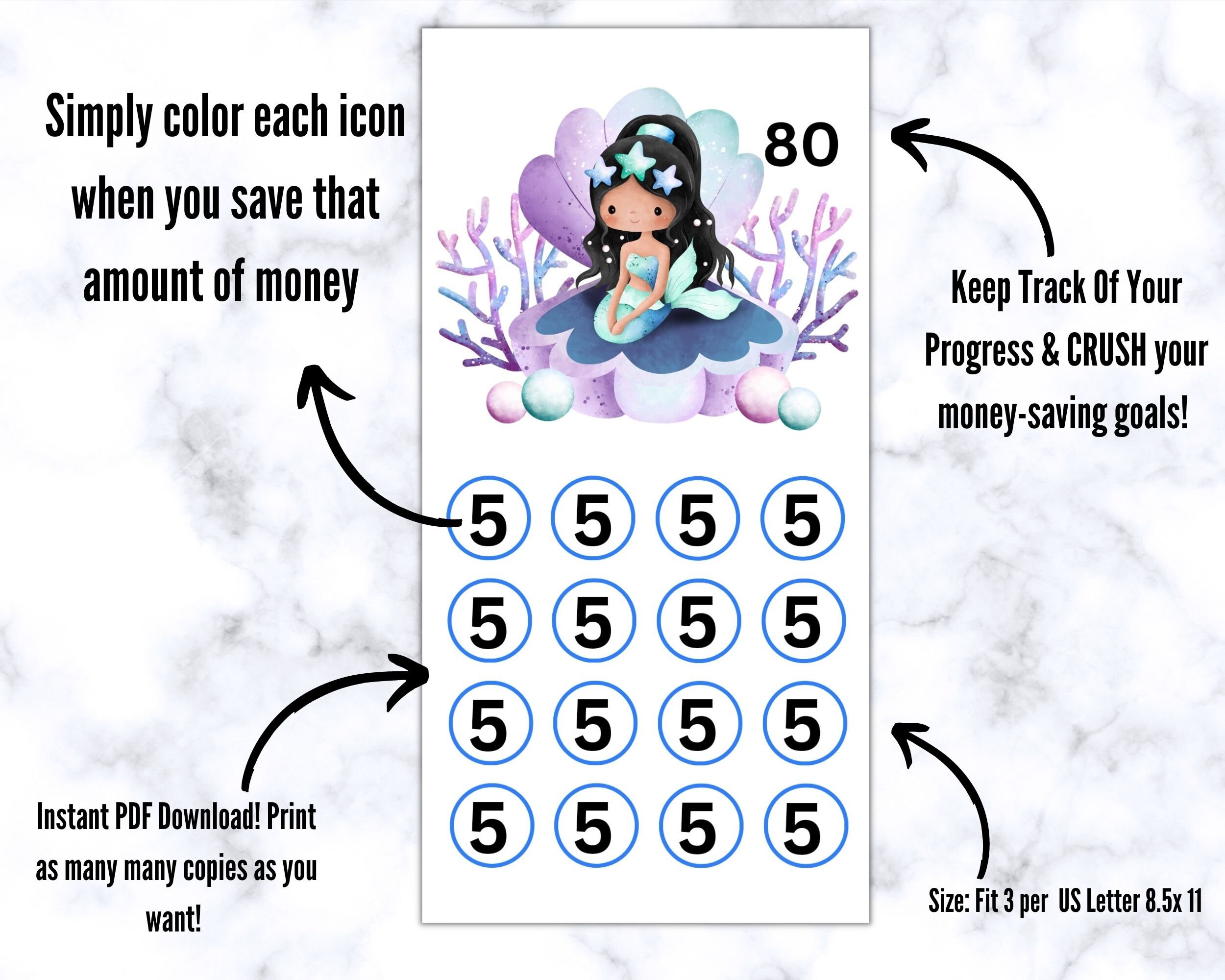 Mermaid Vibe Mini Saving Challenge - Etsy