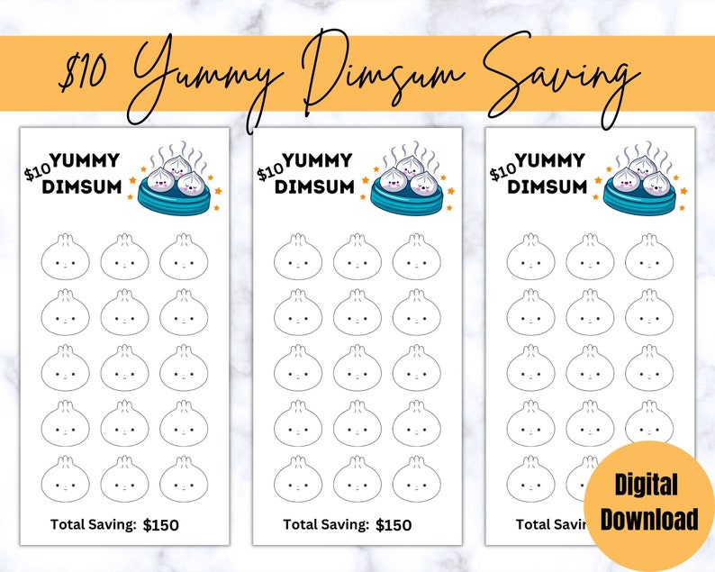 3 Mini Yummy Dim Sum Saving Tracker - Etsy