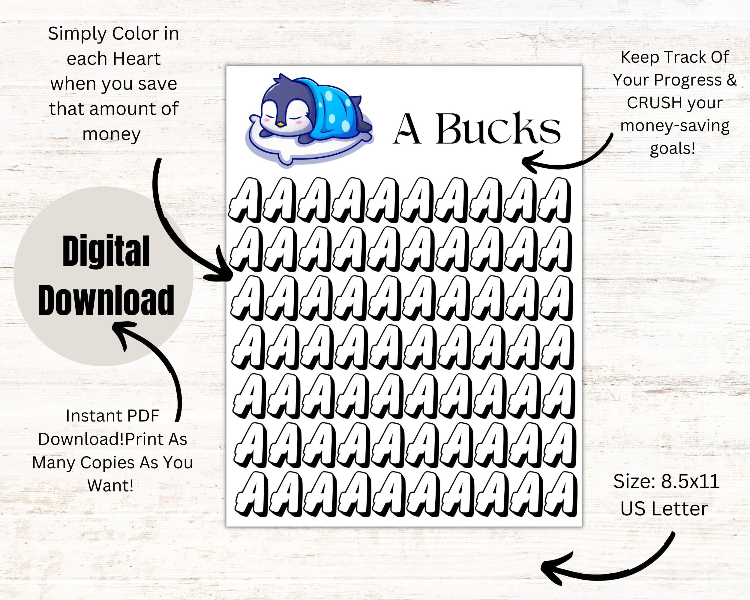 Letter Buck's Saving Challenge - Etsy