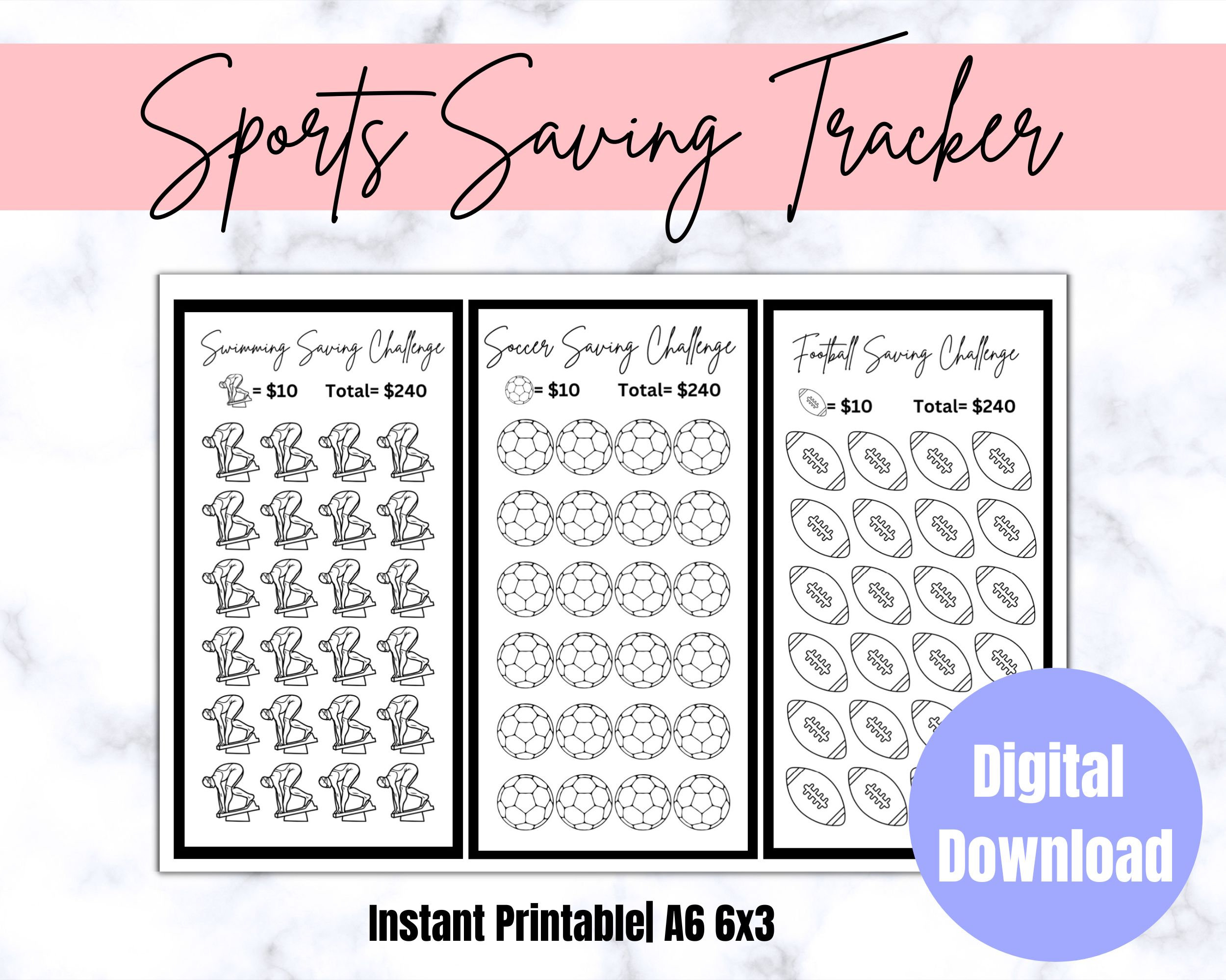 Sports Saving Tracker/ A6 Budget Binder/ Cash Stuffing/ Saving Tracker ...