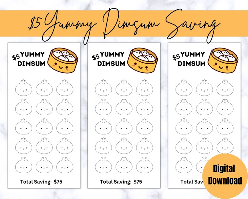 3 Mini Yummy Dim Sum Saving Tracker - Etsy
