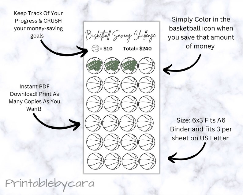 Sports Saving Tracker/ A6 Budget Binder/ Cash Stuffing/ Saving Tracker ...