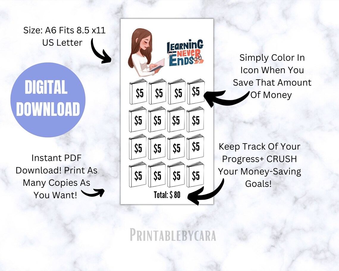 Mini Bookworm Saving Tracker - Etsy