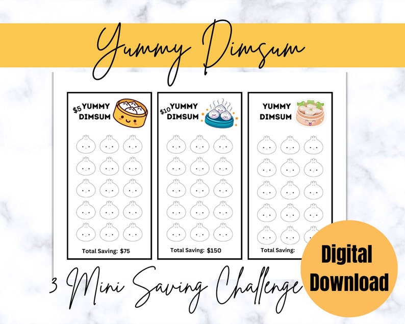 3 Mini Yummy Dim Sum Saving Tracker - Etsy