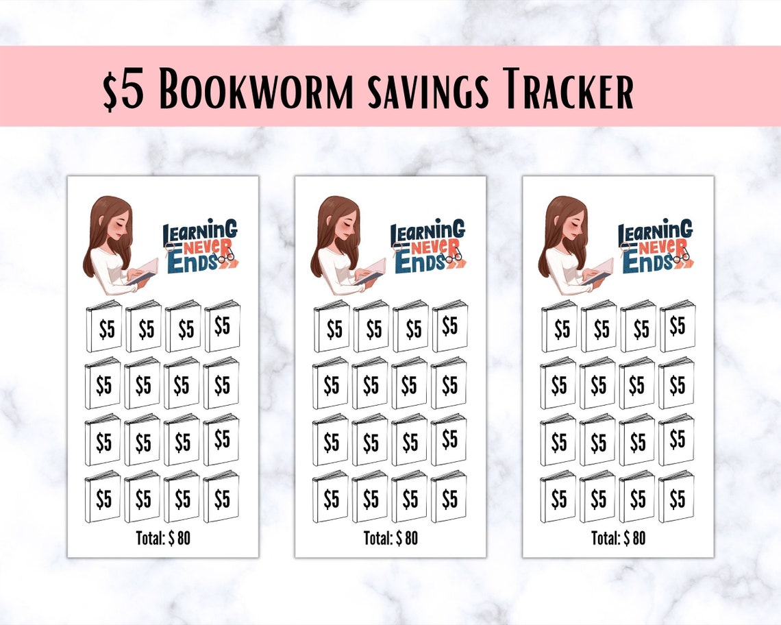 Mini Bookworm Saving Tracker - Etsy