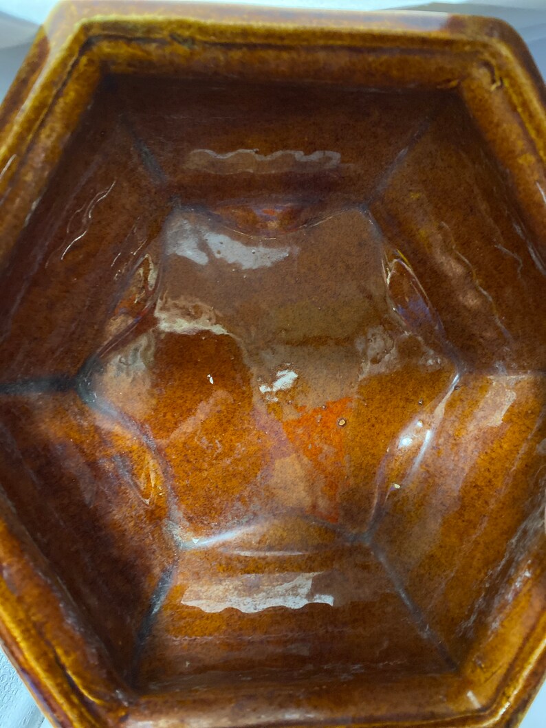 Haeger Glazed Hexagon Pot, Brown and Green - Etsy