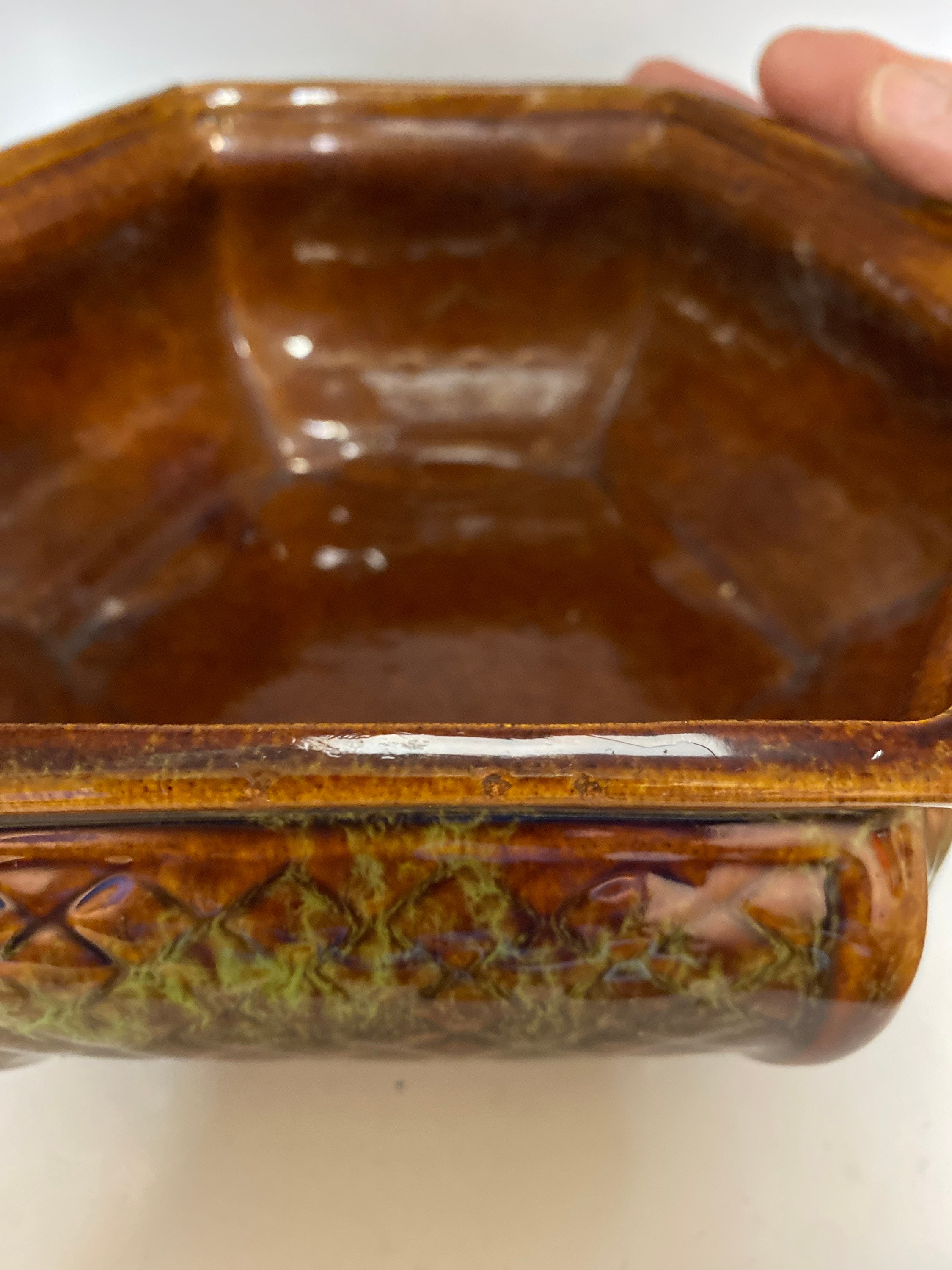 Haeger Glazed Hexagon Pot, Brown and Green - Etsy