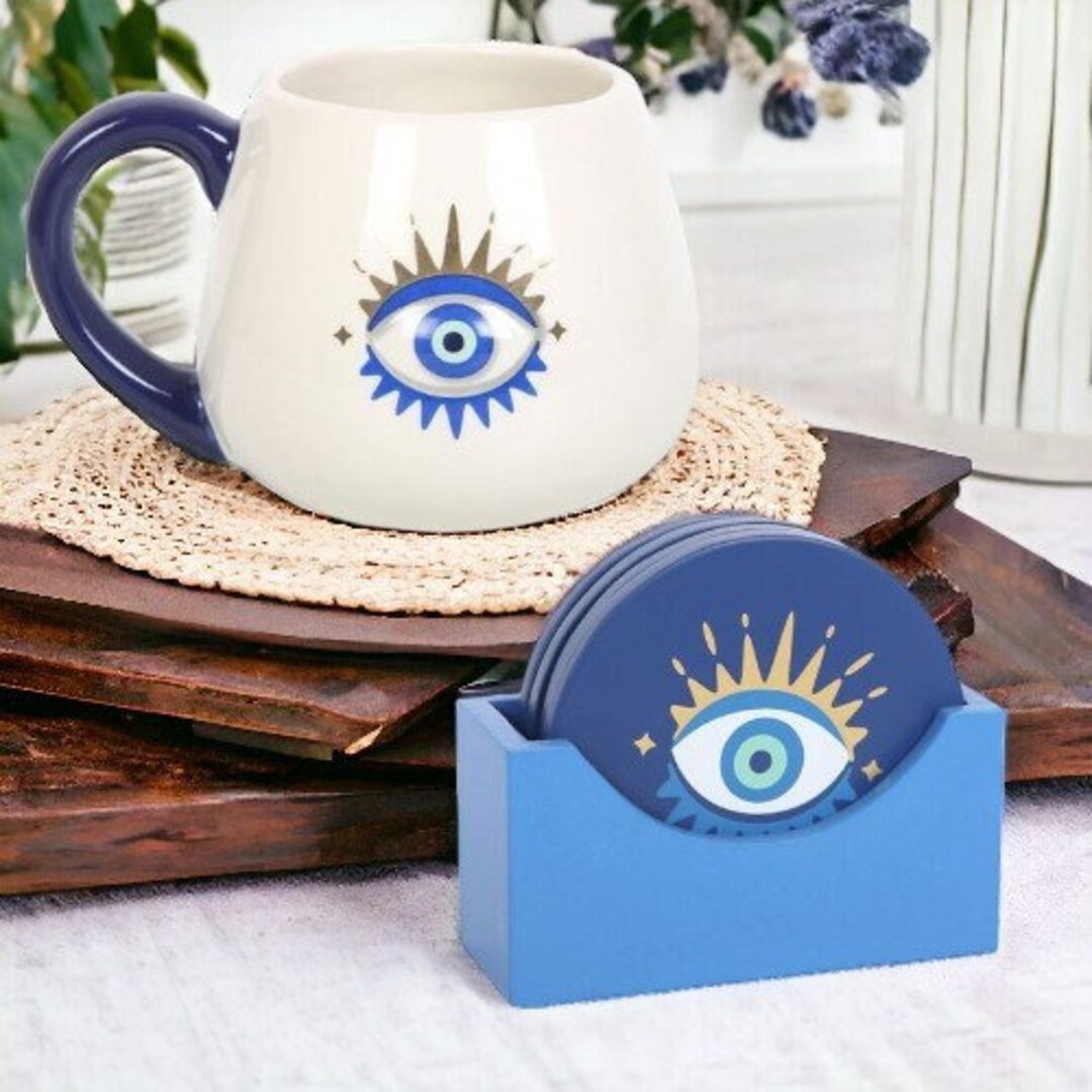 All Seeing Eye Mug and Coaster Set White, Mug With All Seeing Eye ...