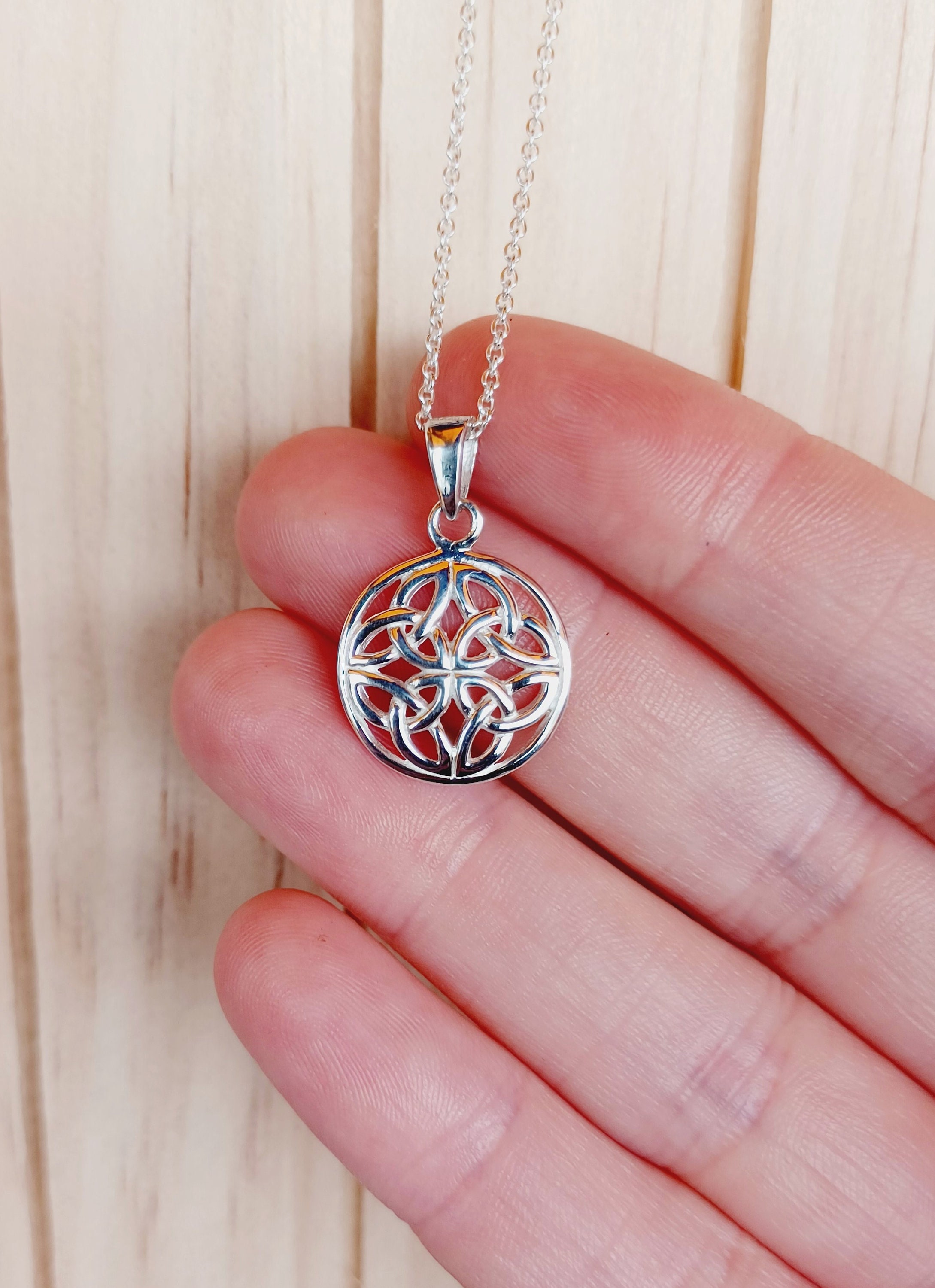 Triquetra Necklace With Four Goddess Infinity Knots Sterling - Etsy