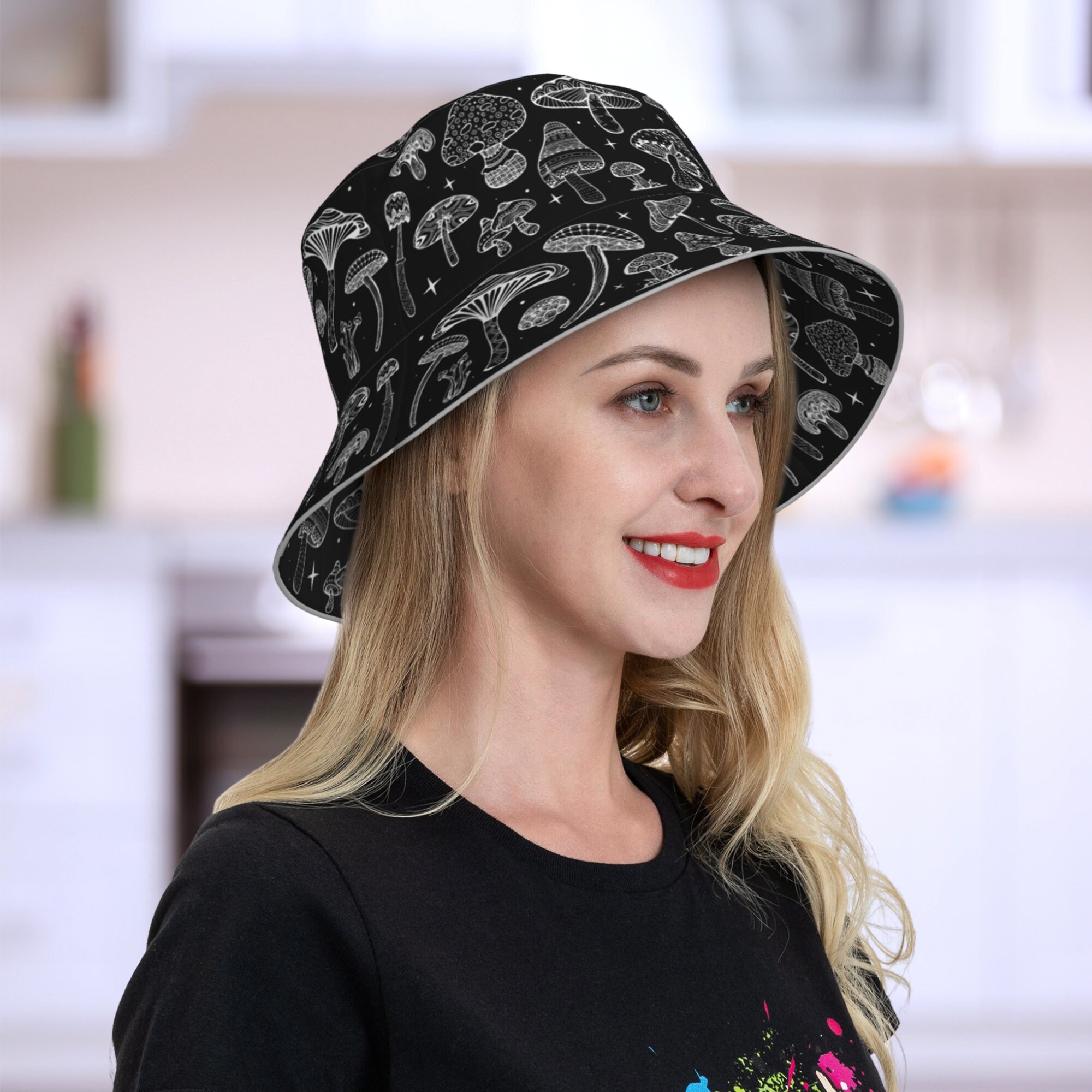 Unisex Bucket Hat With Mushroom Print Beach Hat Cottagecore - Etsy