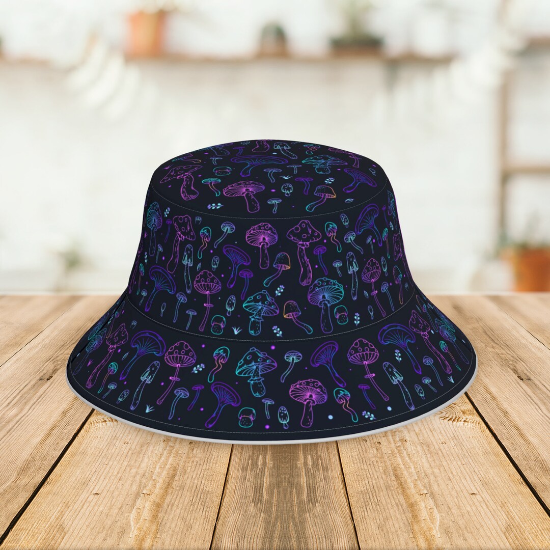 Mushroom Bucket Hat Mushroom Hat Trippy Bucket Hat Beach - Etsy