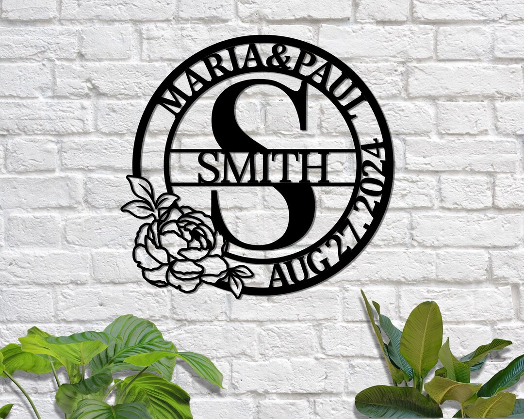 Personalized Floral Metal Sign - Custom Wedding Metal Decor, Metal ...