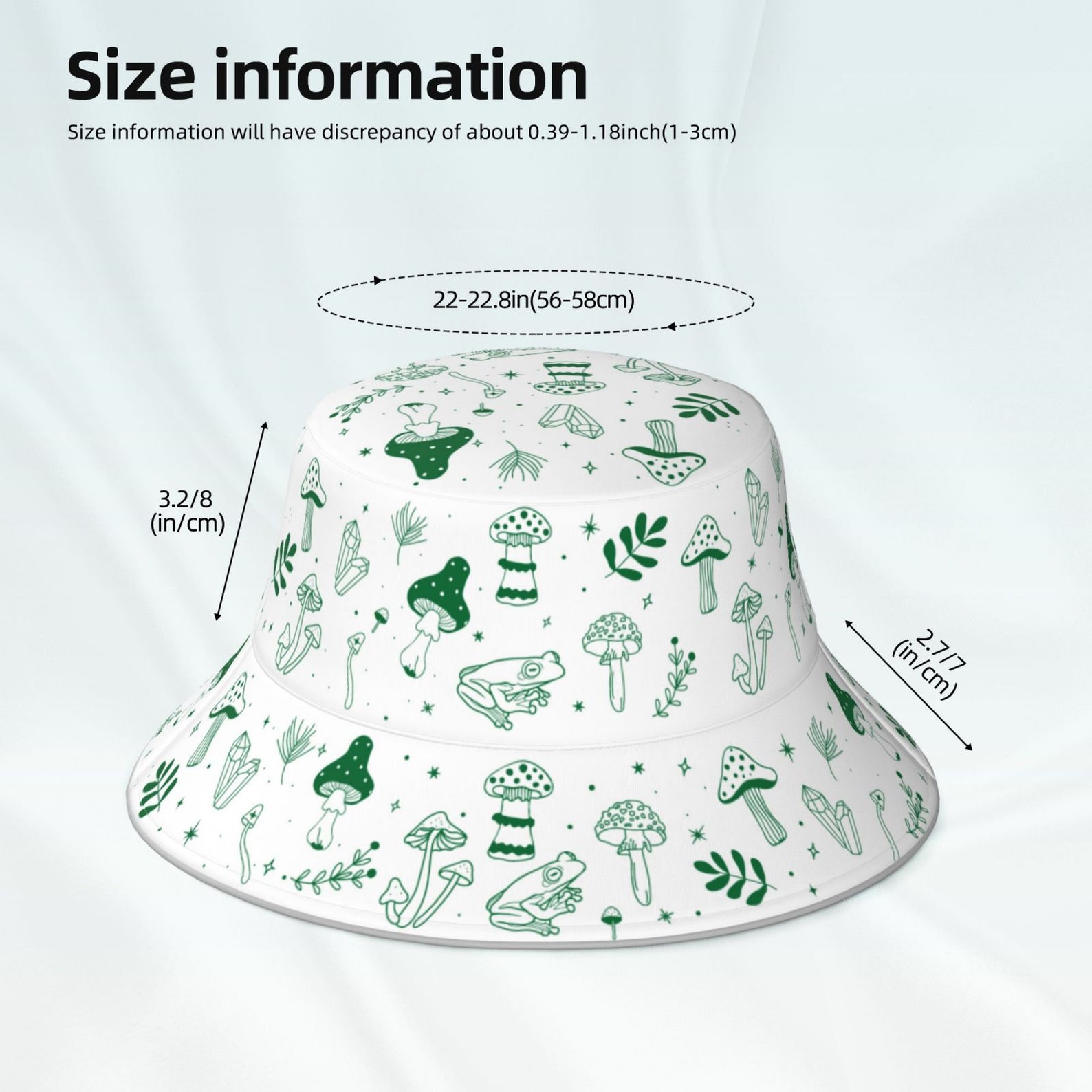 Mushroom Bucket Hat Mushroom Hat, Mushroom Printed Beach Hat, Green ...