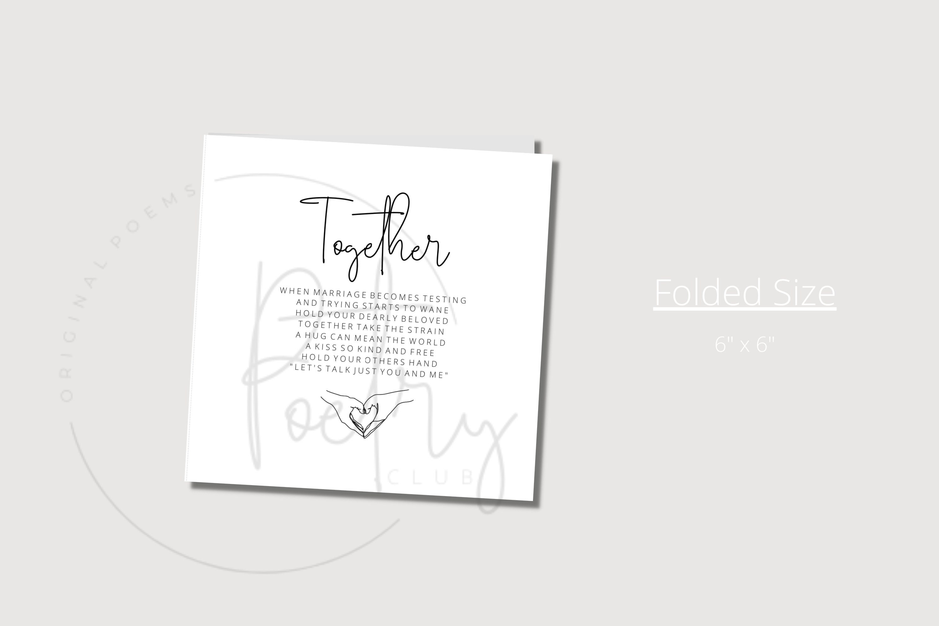 Printable Original 'together' Poem Card 12 X - Etsy