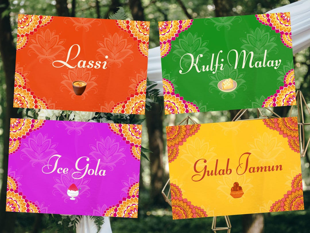 Indian Printed Wedding Place Cards, Indian Menu as Table Cards Hindu ...