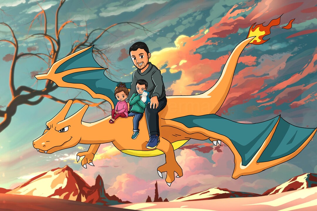 Custom POKE Character Portrait From Photo, Custom Poke Portrait, Couple ...