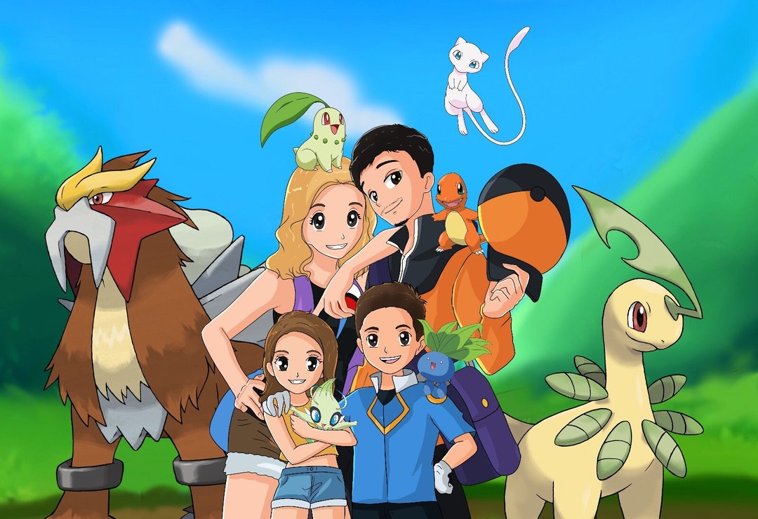 Custom Poke Portrait, Couple Poke Cartoon Portrait, Poke Style Art ...