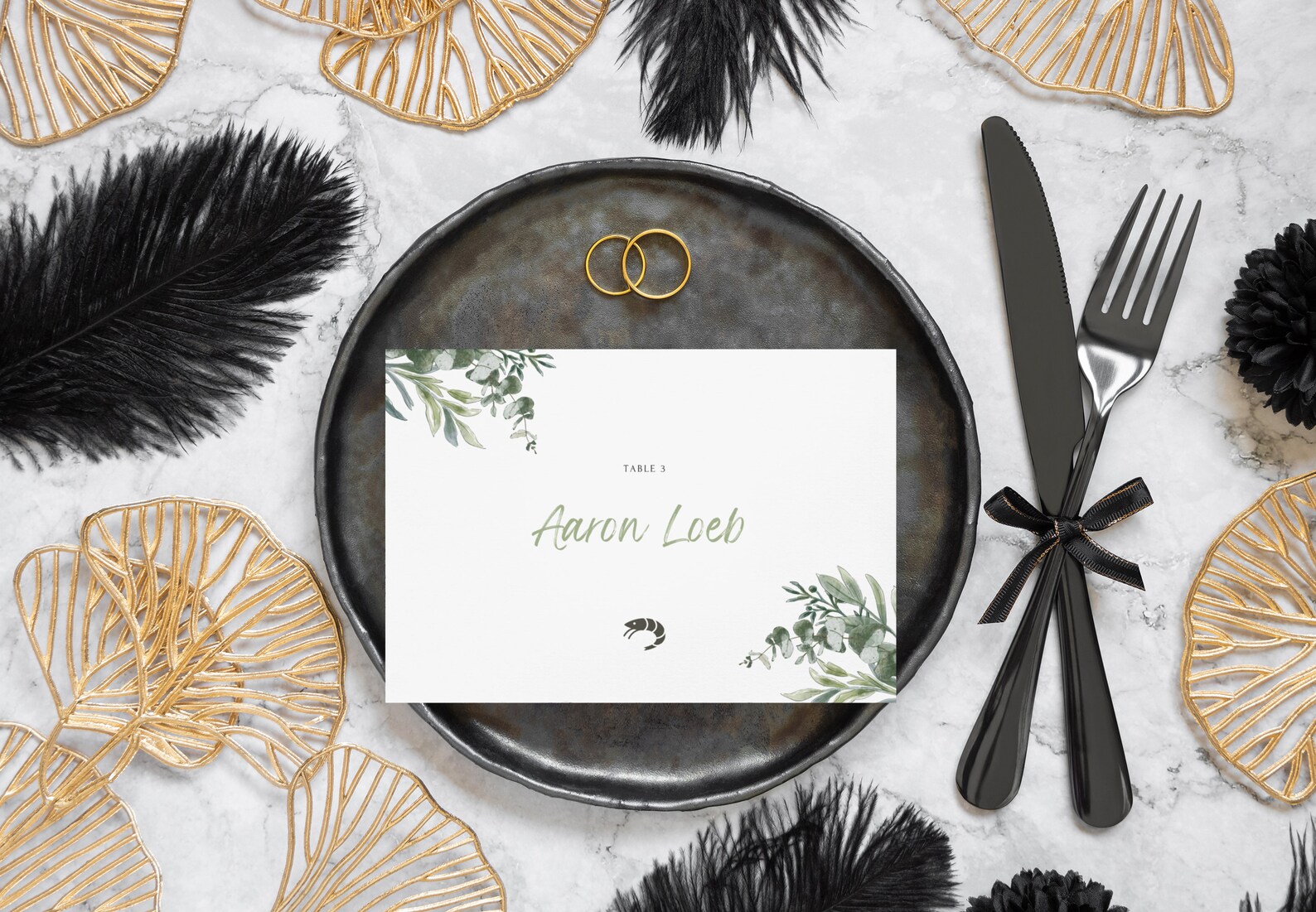 Personalized Printed Wedding Place Cards With Meal Choice Table Name ...