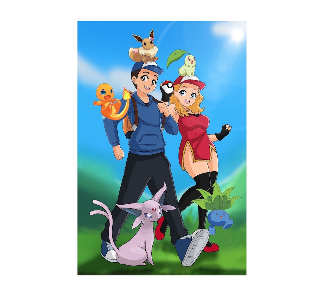 Custom Poke Portrait Couple Poke Cartoon Portrait Poke Style - Etsy