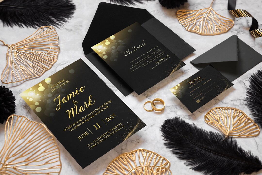 Personalized Printed Wedding Invitation Set With QR Code Invitation ...