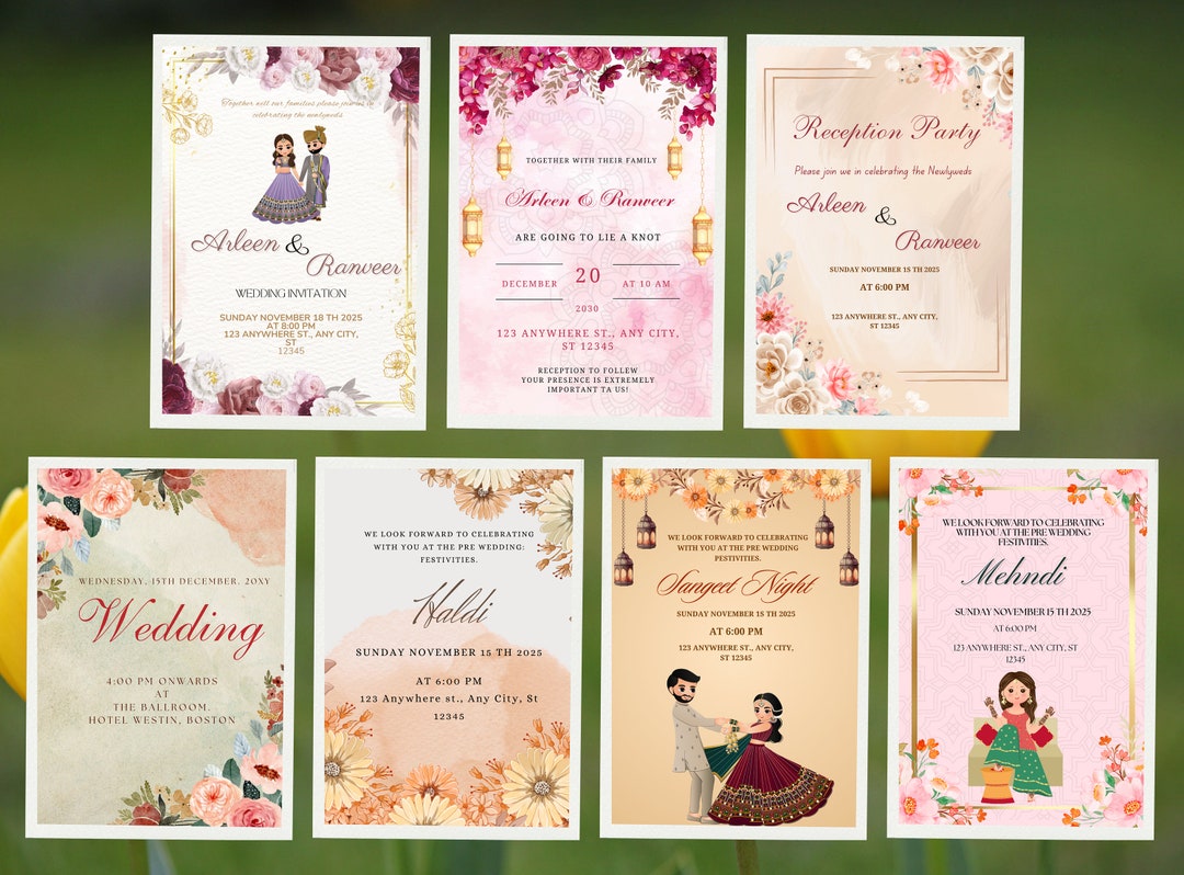 Personalized Printed Indian Wedding Invitation Set, Hindu Wedding ...