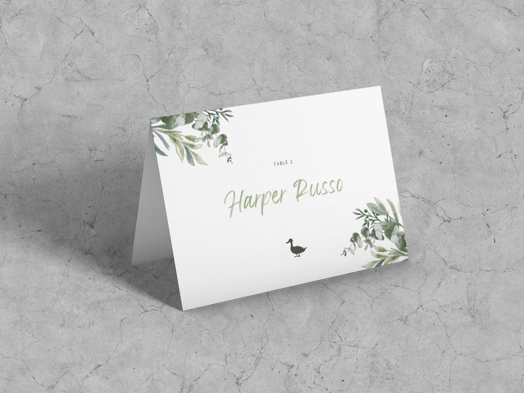 Personalized Printed Wedding Place Cards With Meal Choice Table Name ...