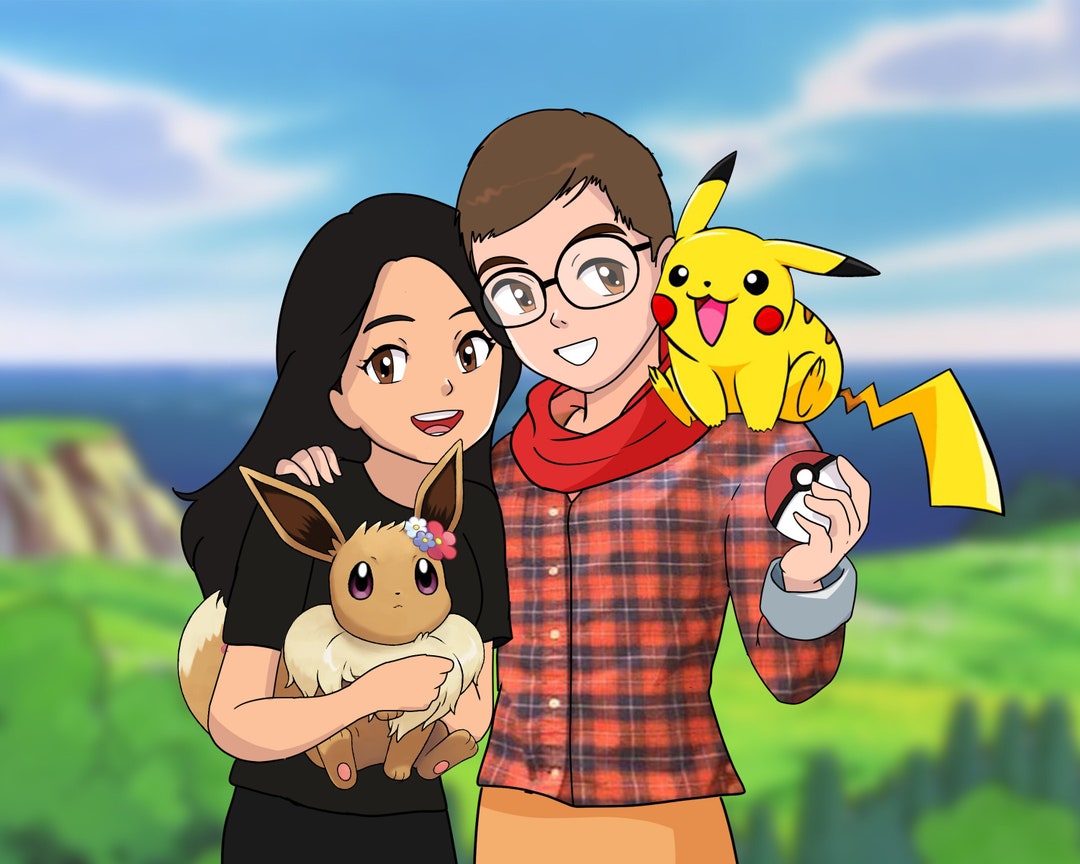 Valentines Gift. Custom Poke Portrait, Couple Poke Cartoon Portrait ...