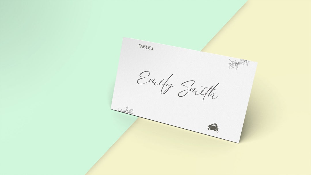 Personalized Printed Wedding Place Cards With Meal Choice Table Name ...