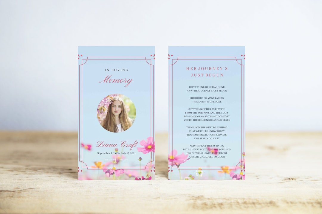 Printed/editable Funeral Prayer Card Template,memorial Prayer Card ...