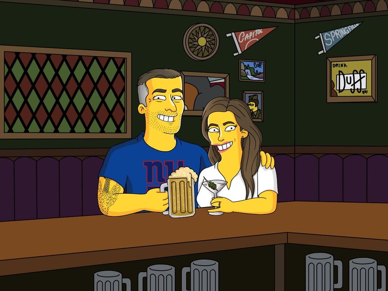 Custom Yellow Characters Personalized Cartoon Portrait Xmas - Etsy