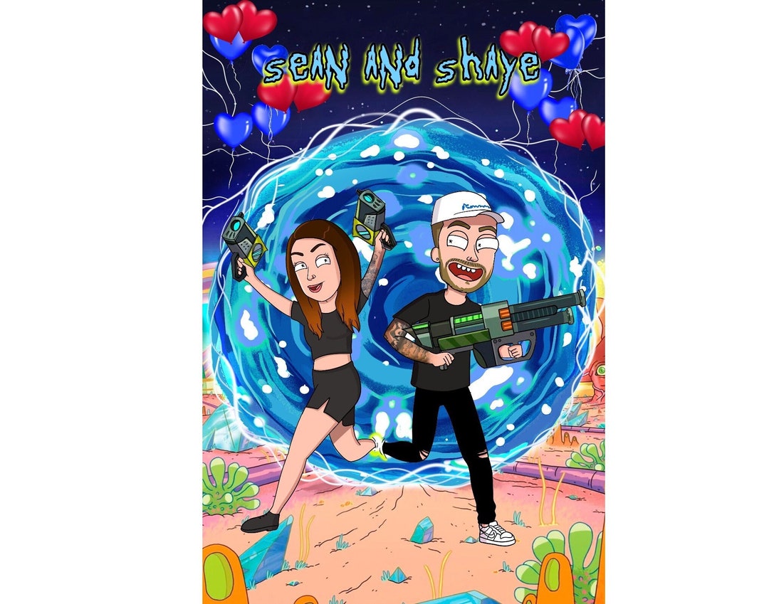 R & M Portrait, R and M Caricatures, R and M Custom Poster, Couple ...