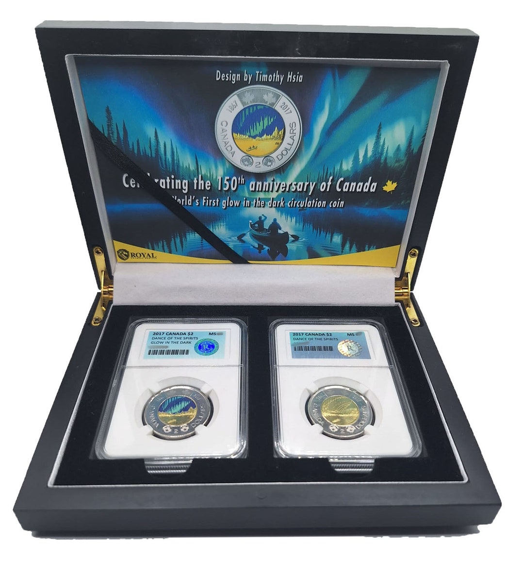 2017 Canada 2 Dollar Toonie RGS MS 64 Dance of the Spirits Glow in the ...