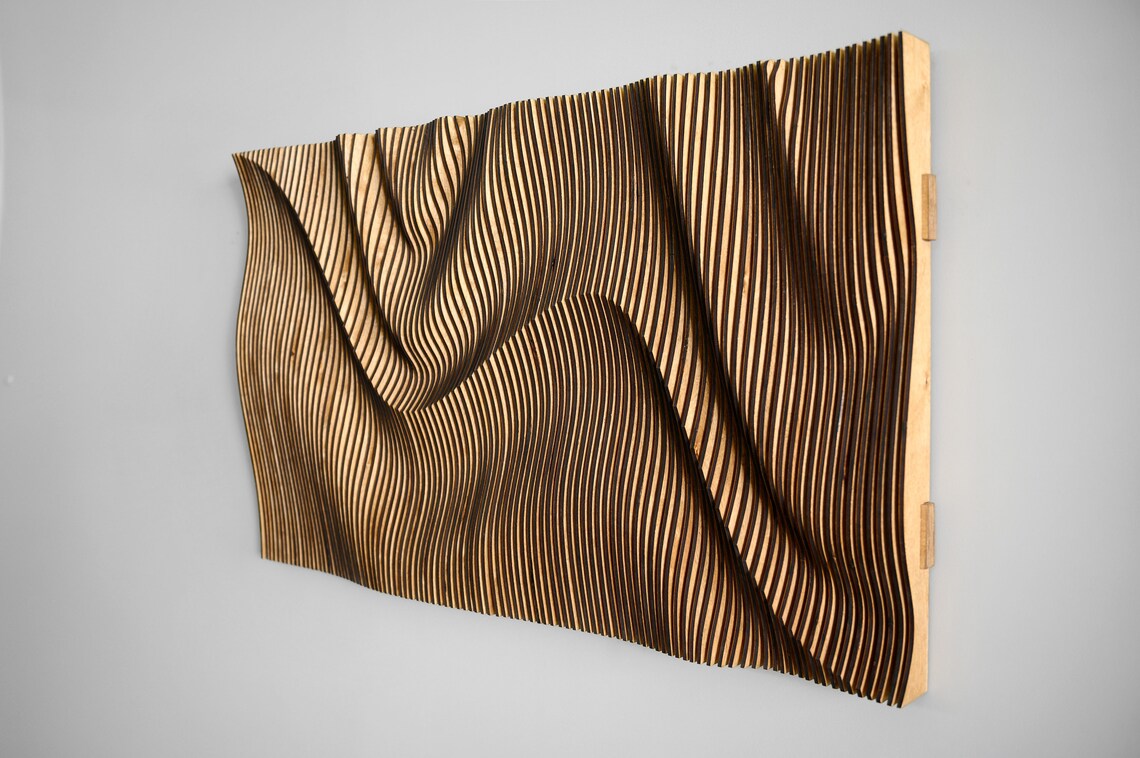 Parametric Wavy Wooden Wall Decor Wooden Wall Art Wavy Wood Art Wood ...