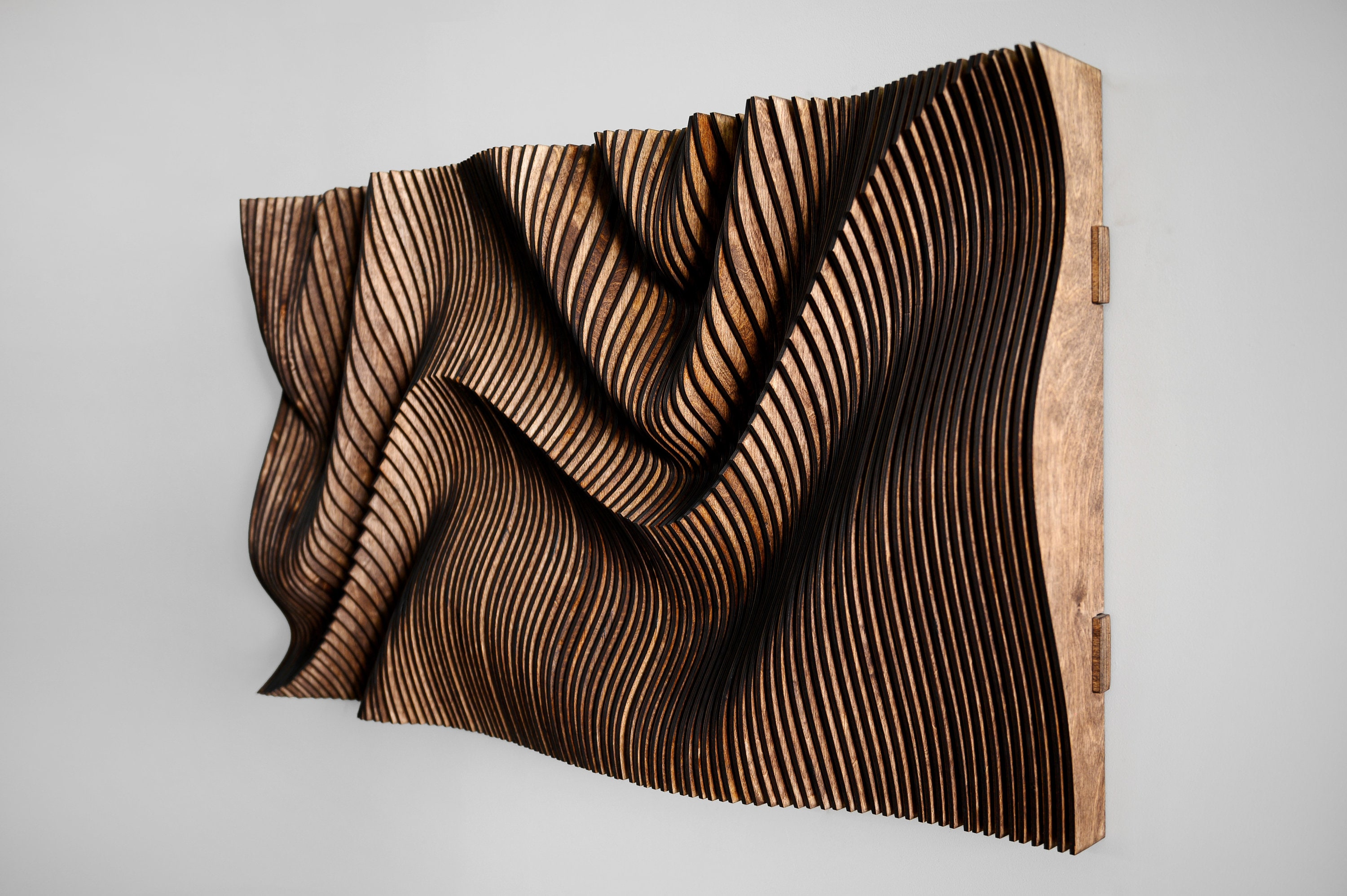 Parametric Wavy Wooden Wall Decor Wooden Wall Art Wavy Wood Art Wood ...