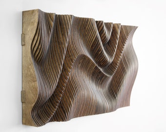 Parametric Wavy Wooden Wall Decor Wooden Wall Art Wavy Wood Art Wood ...