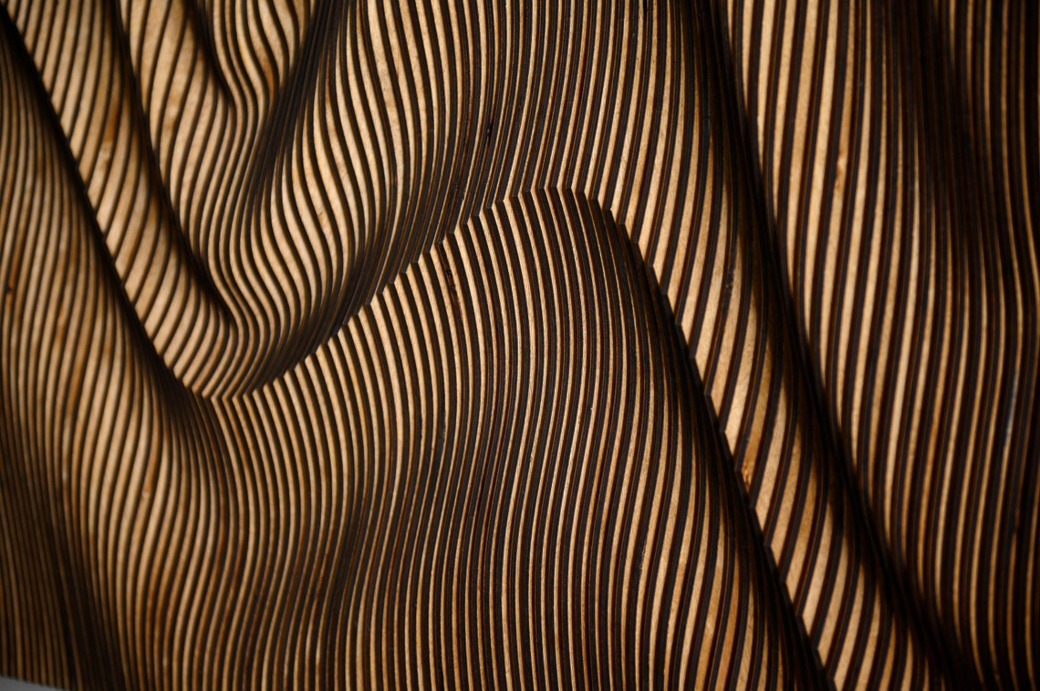 Parametric Wavy Wooden Wall Decor Wooden Wall Art Wavy Wood Art Wood ...