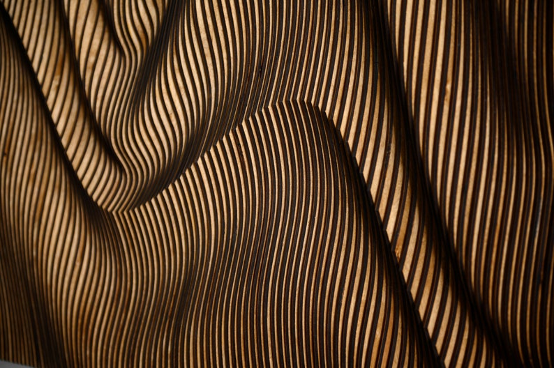 Parametric Wavy Wooden Wall Decor Wooden Wall Art Wavy Wood Art Wood ...