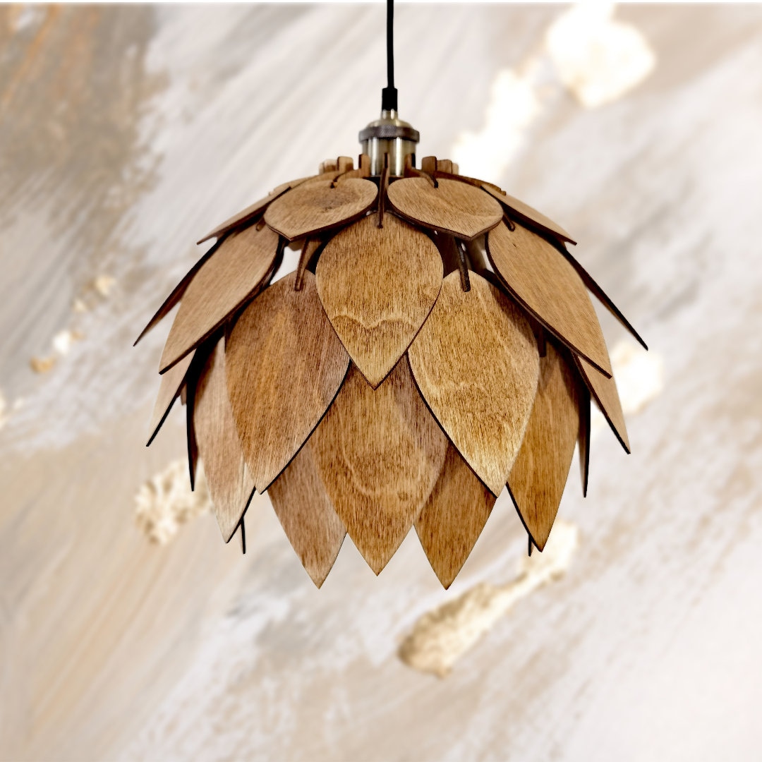 Pine Cone Lampshade | Wooden Chandelier | Pendant Light | Pine Cone ...